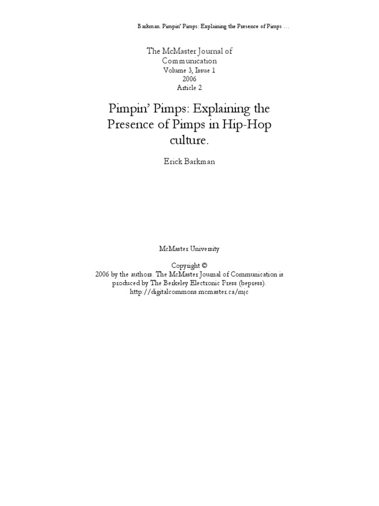 Pimpin' Pimps: Explaining The Presence of Pimps in Hip-Hop Culture ...
