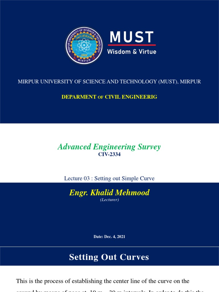 Lec # 03 Setting Out Simple Curve | PDF | Surveying | Tangent