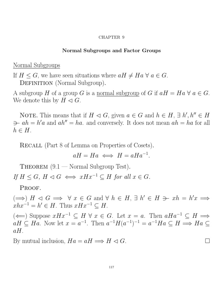 Normal Subgroups and Factor Groups | PDF | Group (Mathematics) | Mathematical Structures