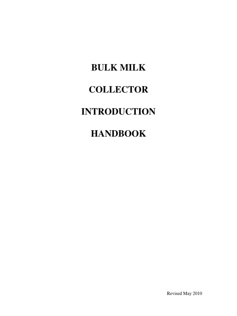 Introduction To Bulk Milk Collection Handbook 2010 | Download Free PDF ...