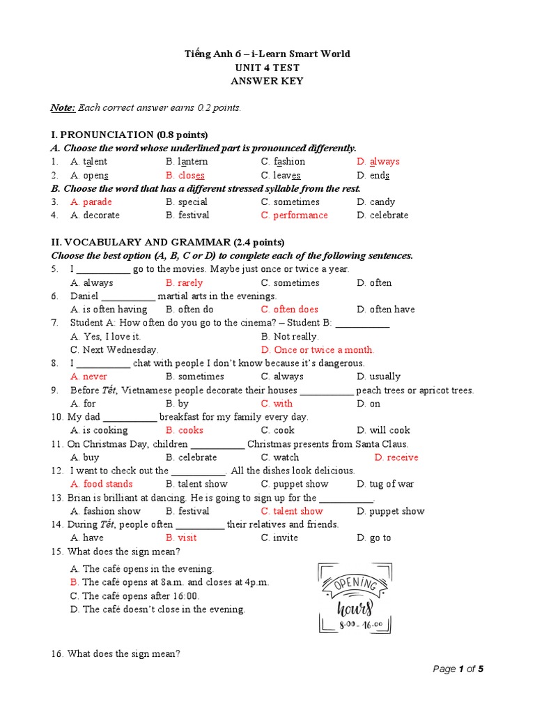 English 6 Unit 4 Test Answer Key | PDF | Language Arts & Discipline