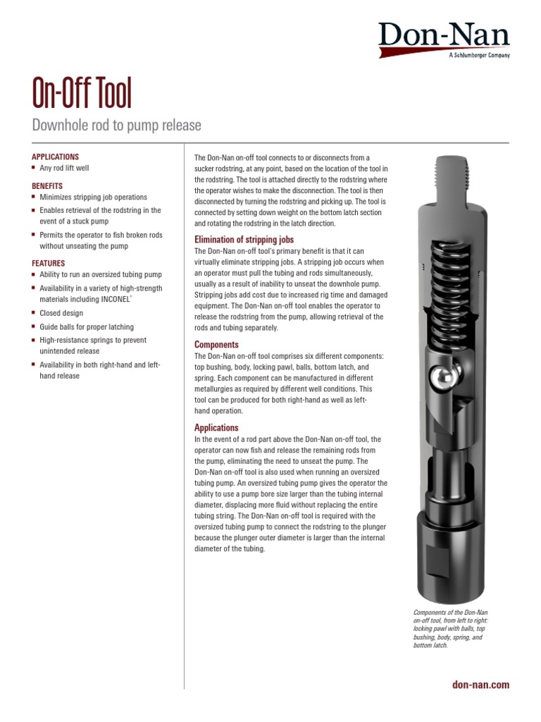 On-Off Tool: Downhole Rod To Pump Release | PDF | Pipe (Fluid ...