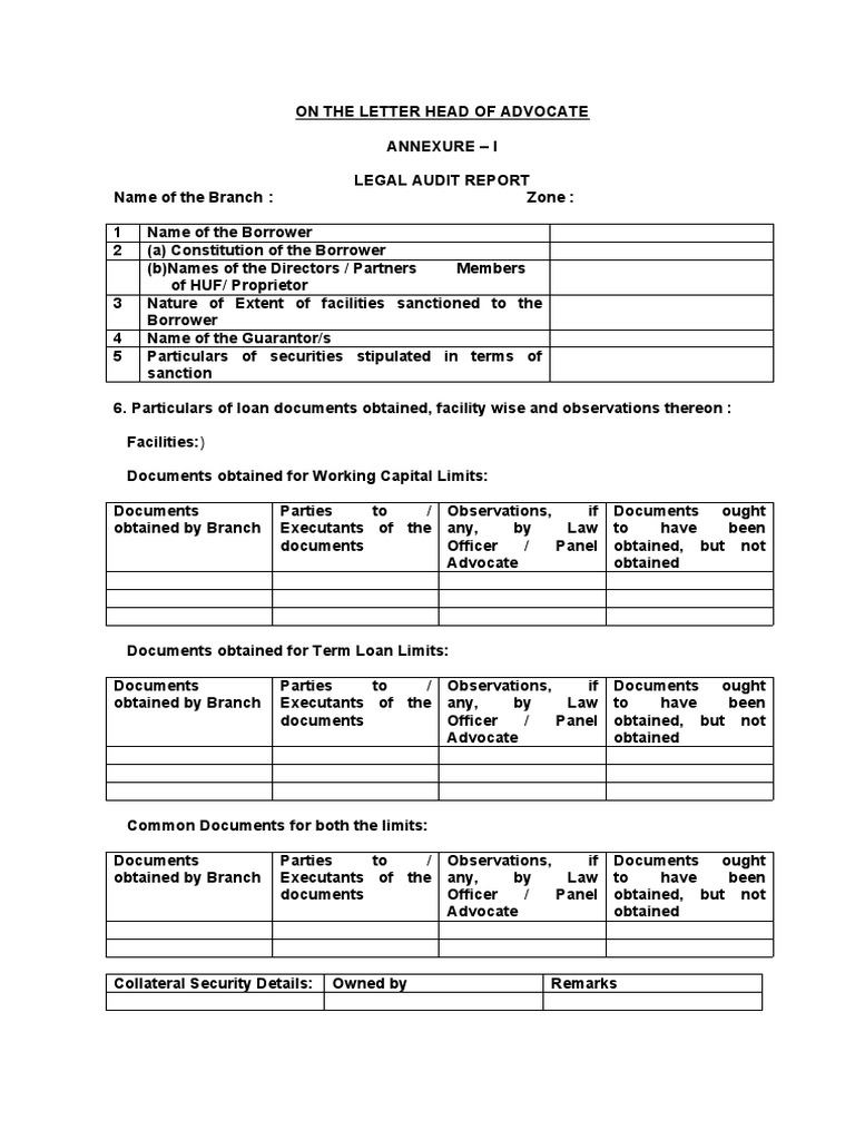 LEGAL AUDIT Format | PDF | Mortgage Law | Deed