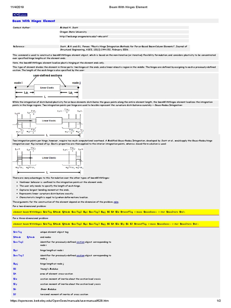 Beam With Hinges Element | PDF | Beam (Structure) | Stiffness