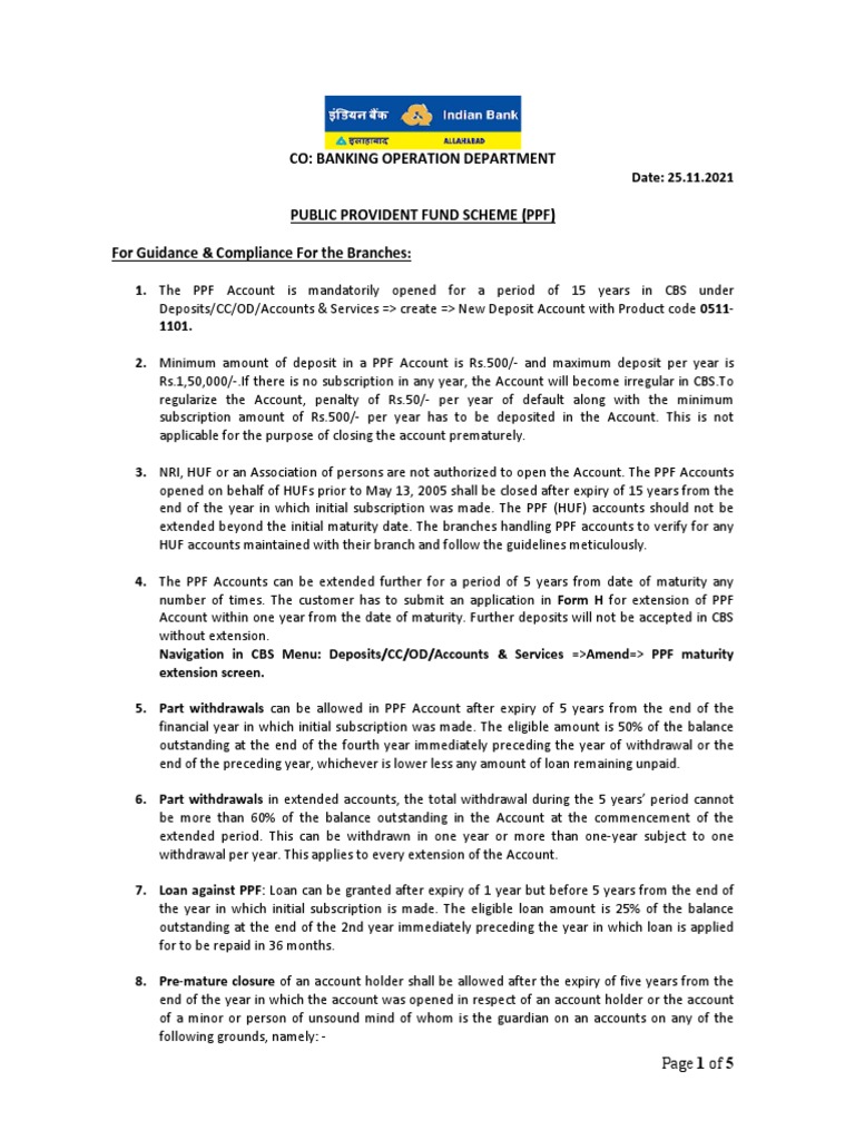 Public Provident Fund Scheme (PPF) Bod - 25112021 | PDF | Financial ...