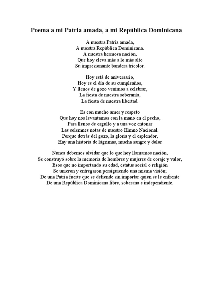 Poema A Mi Patria Amada | PDF