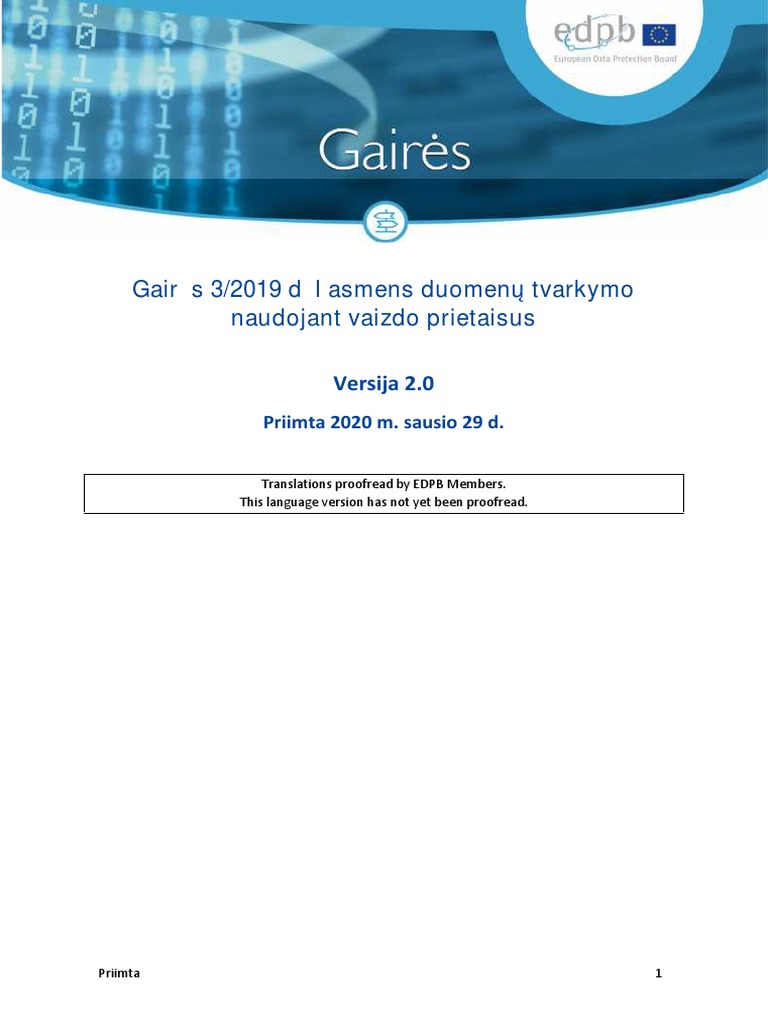 Edpb Guidelines 201903 Video Devices LT | PDF