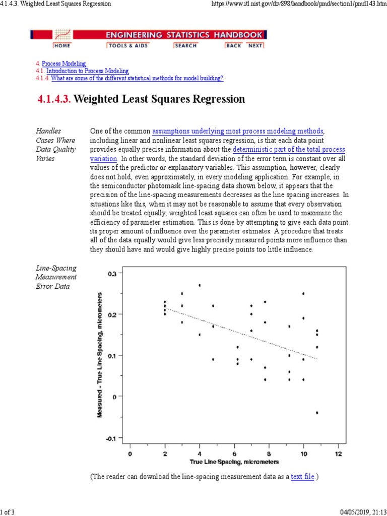 4.1.4.3. Weighted Least Squares Regression | PDF | Least Squares | Linear Regression