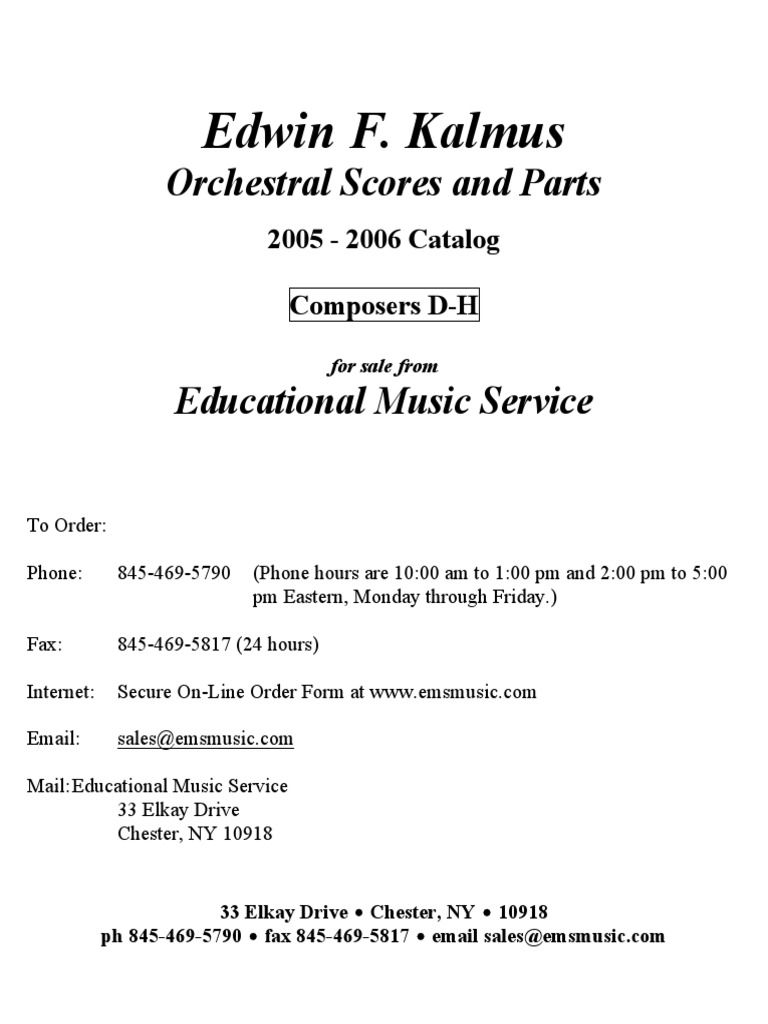 Kalmus Orchestral Scores Catalog 2005-2006 | PDF | Classical Music ...