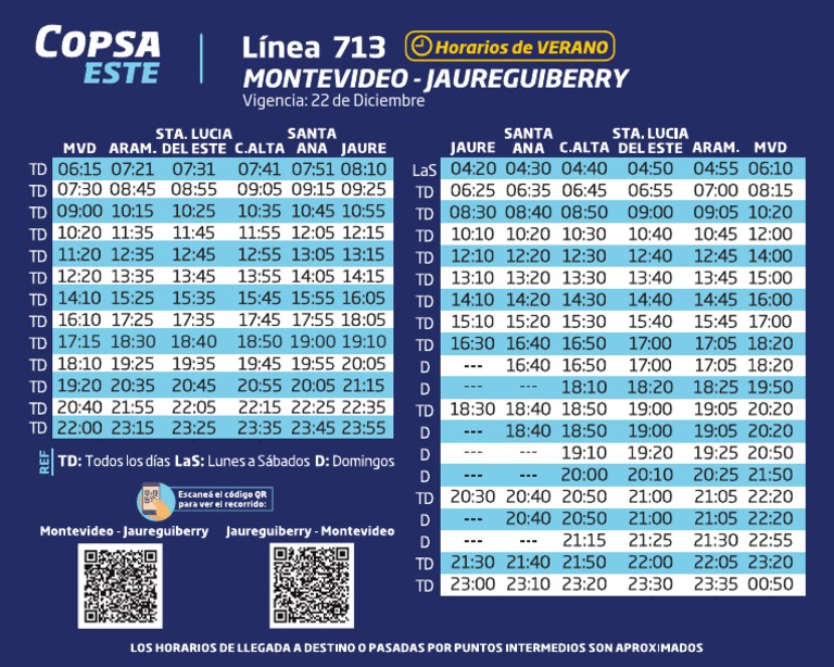 Horarios Linea 713 Verano | PDF