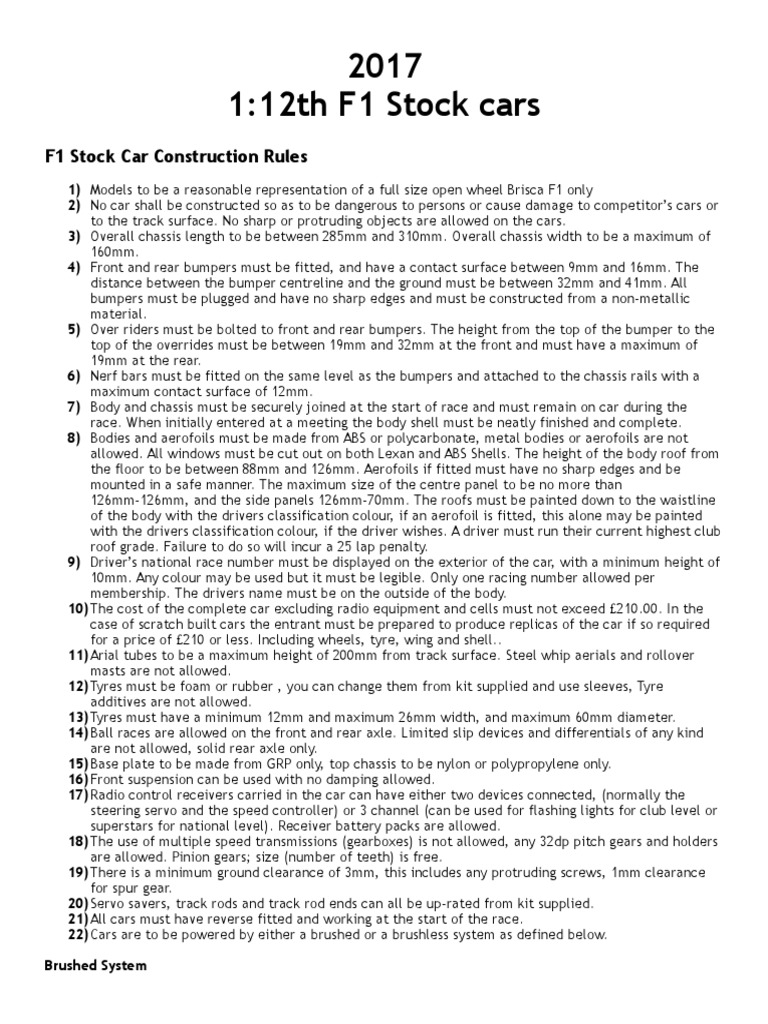 2017 12th F1 Construction Rules | PDF | Electric Motor | Transmission ...