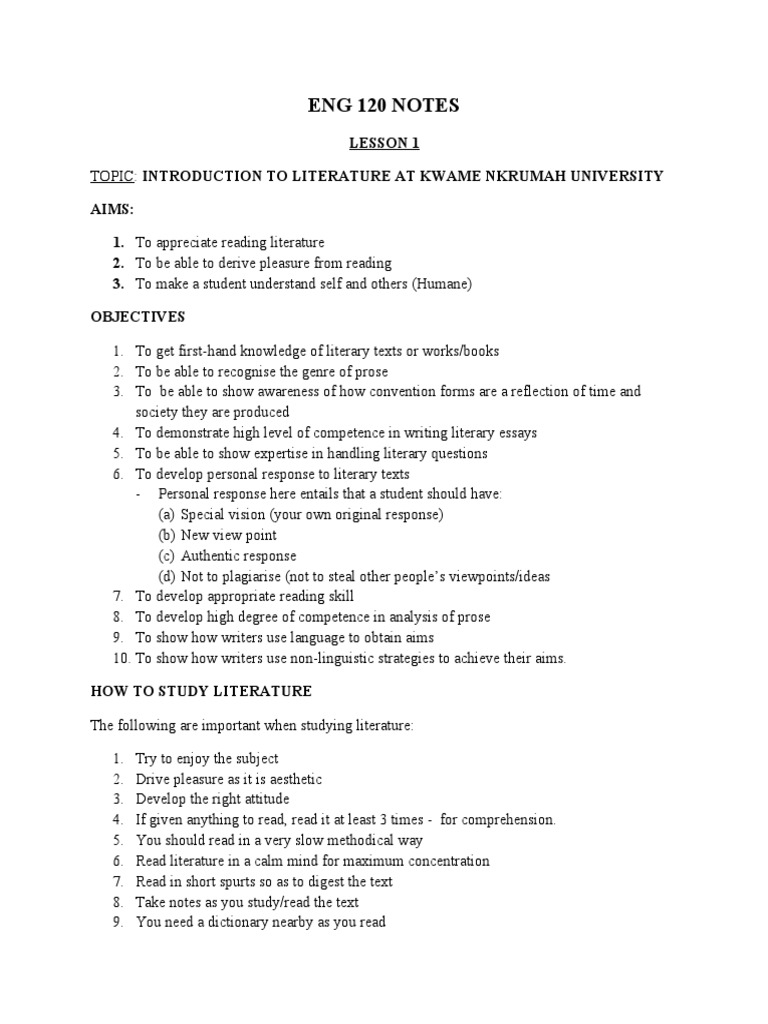 Introduction To Literature - Notes | PDF | Essays | Cognition