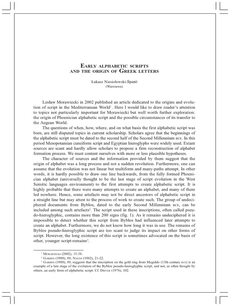 Early Alphabetic Scripts and The Origin | PDF | Philistines | Writing