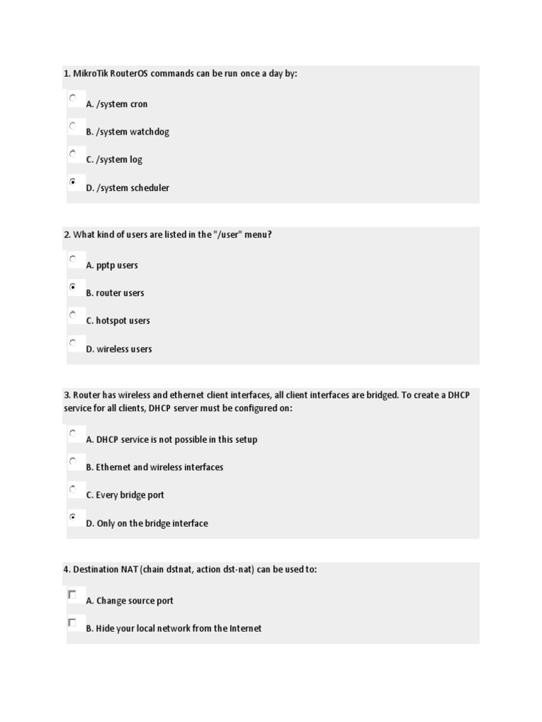 Soal MTCNA | Download Free PDF | Ip Address | Router (Computing)