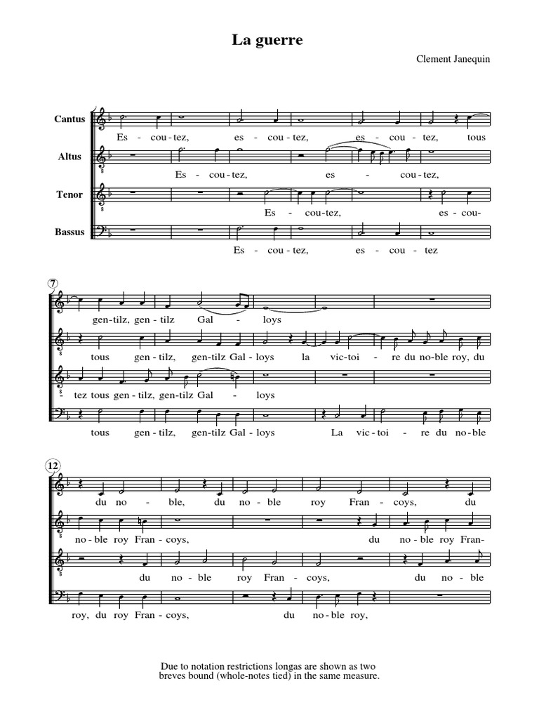 Clement Janequin - La Guerre 2 | PDF