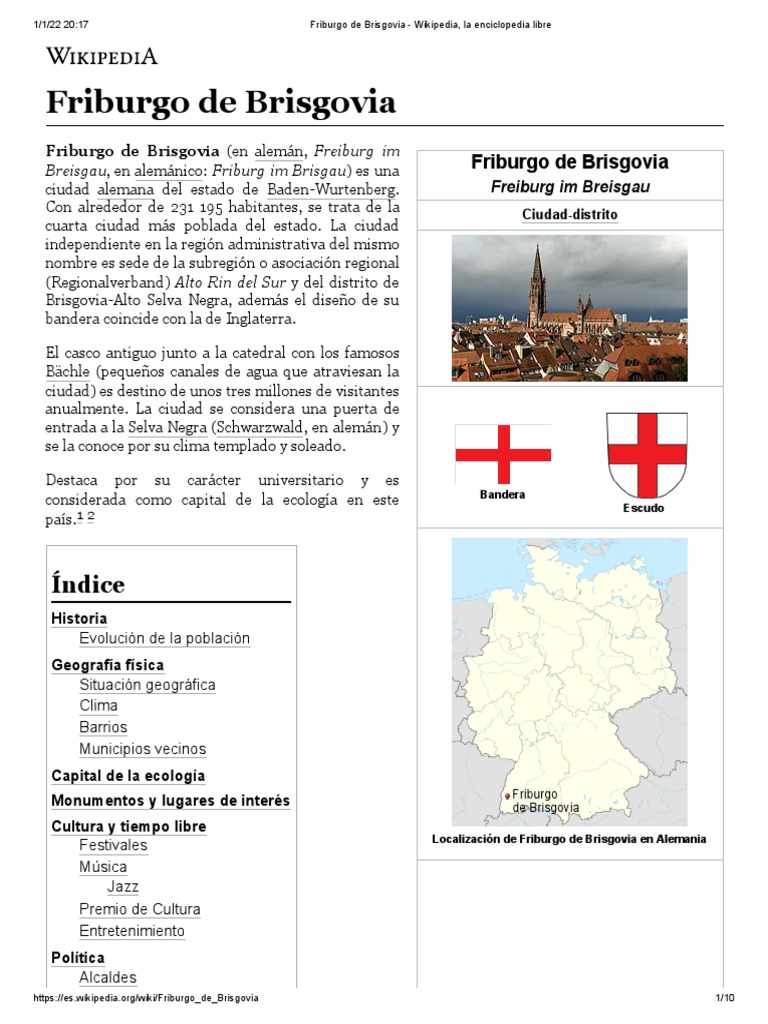 Friburgo de Brisgovia - Wikipedia, La Enciclopedia Libre | PDF