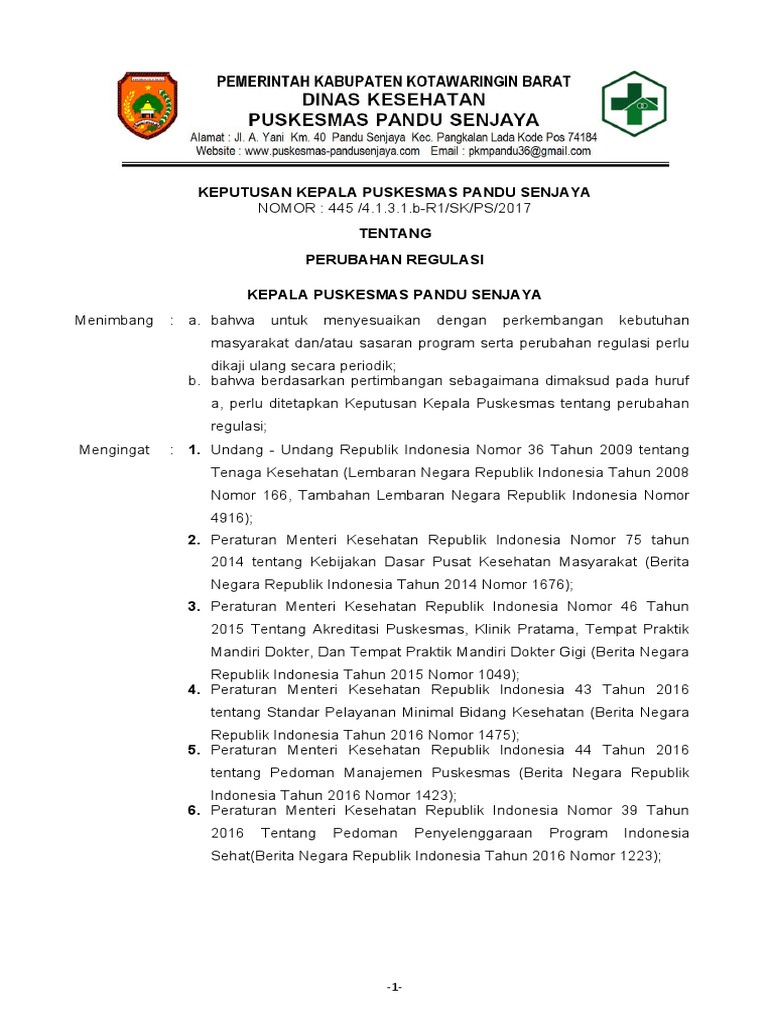 4.1.3.1 SK Perubahan Regulasi-Ps-R1 | PDF