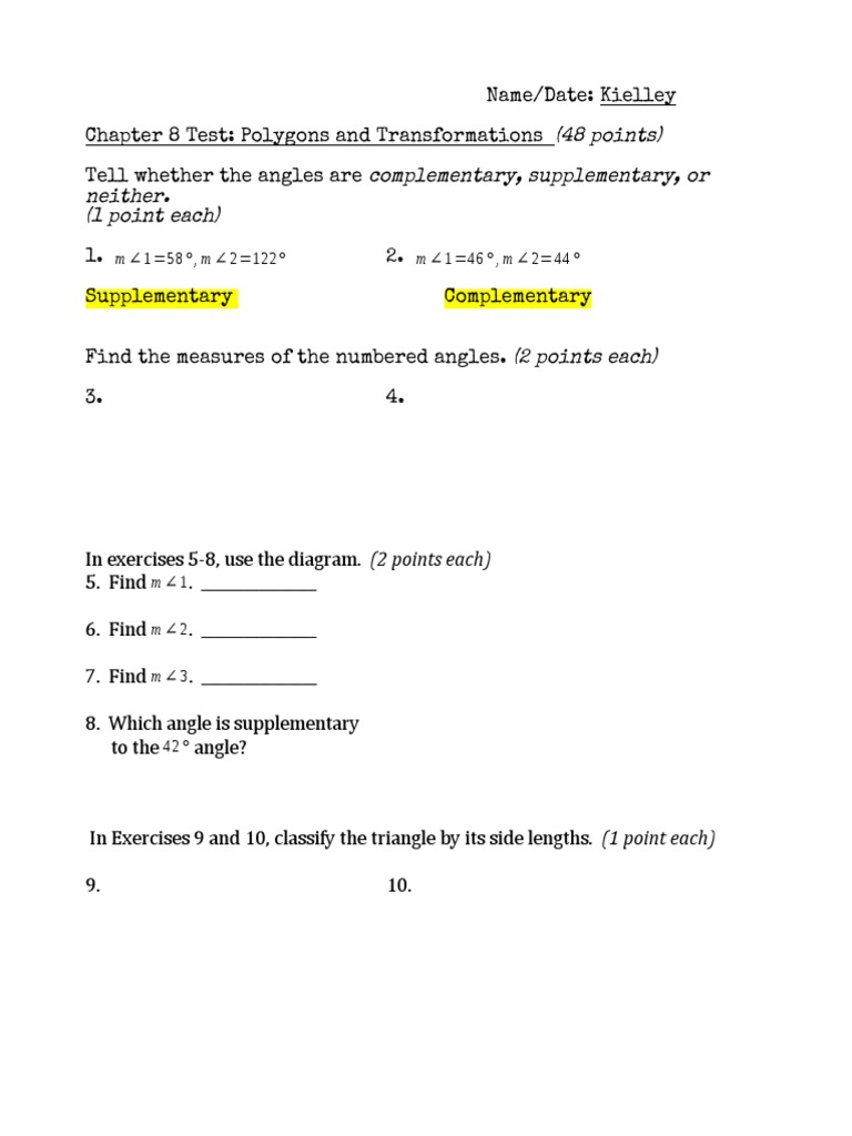 7th Grade, Chapter 8 Test | PDF | Teaching Methods & Materials