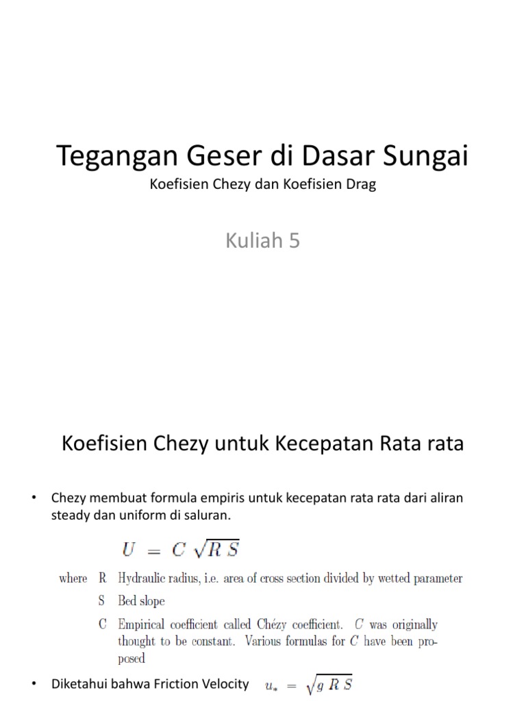 Tegangan Geser dan Koefisien Drag Sungai | PDF | Metode & Bahan Ajar ...