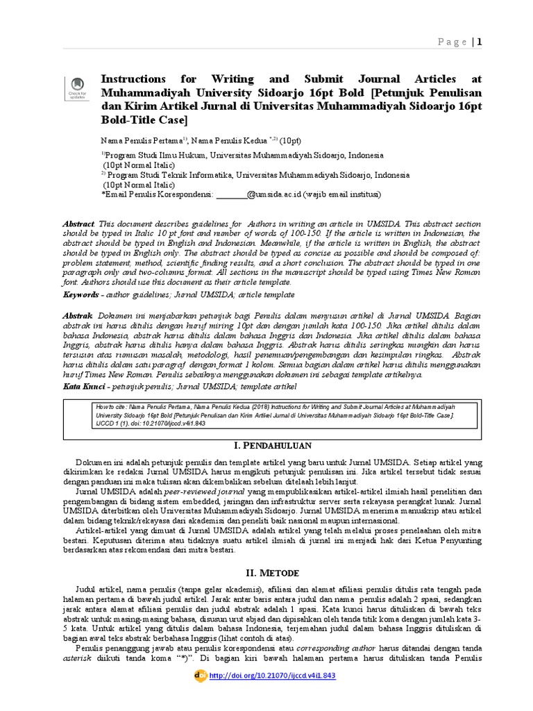 Template Jurnal UMSIDA New | PDF