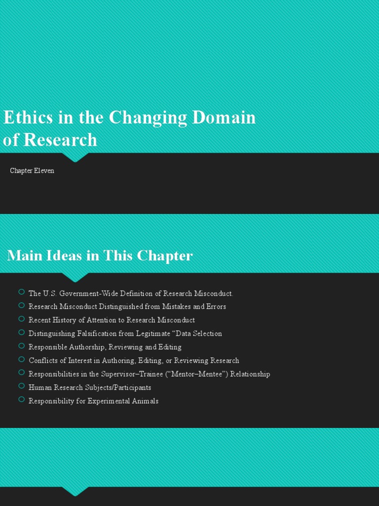 Ethics in The Changing Domain of Research | PDF | Fraud | Experiment