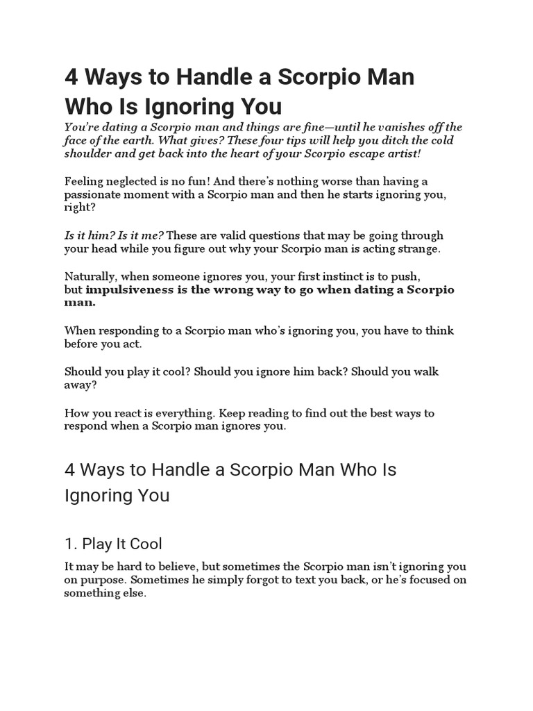 4 Ways To Handle A Scorpio Man Who Is Ignoring You | PDF
