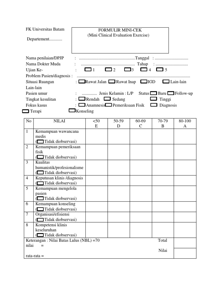 Formulir Mini Cex | PDF