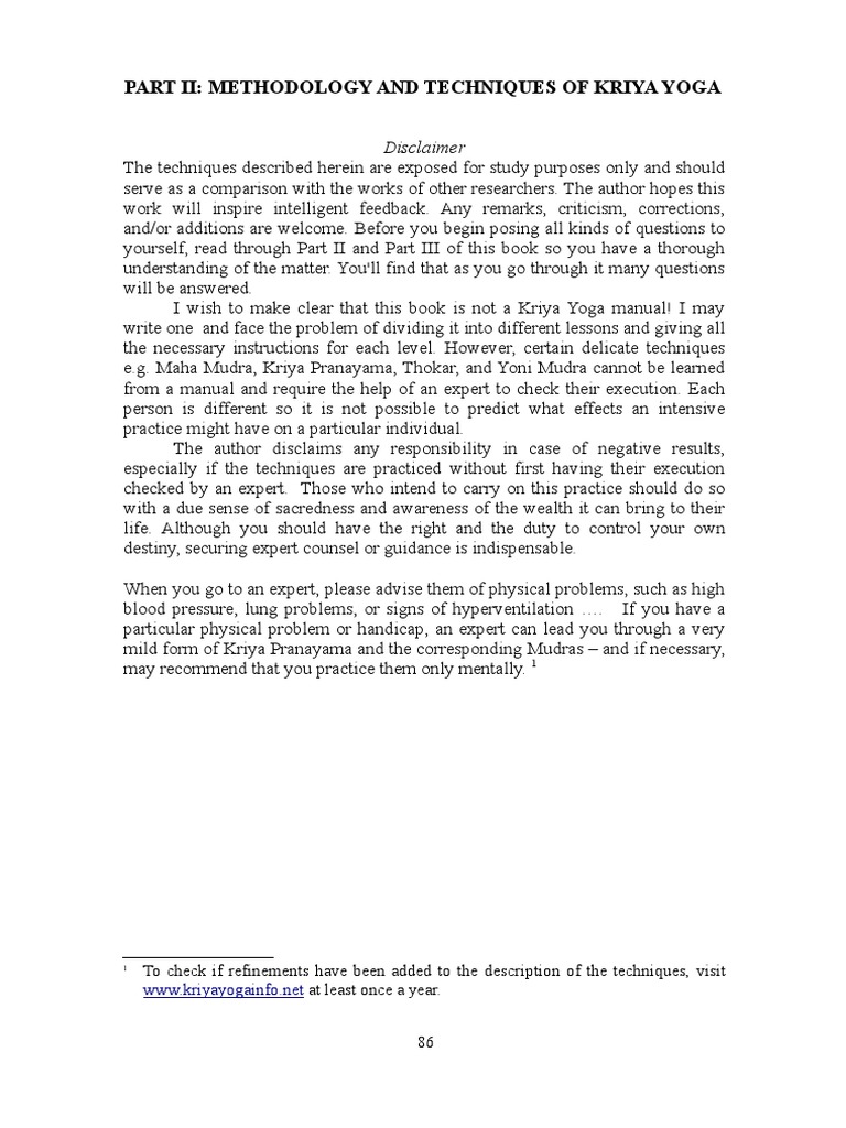 Part Ii - Methodology and Techniques of Kriya Yoga | PDF | Breathing ...