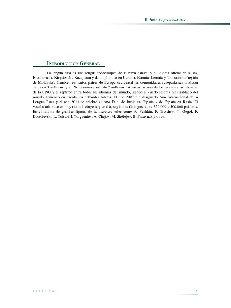 Curso de Ruso: Nivel A1 Iniciación | PDF | Prueba (evaluación) | Adjetivo