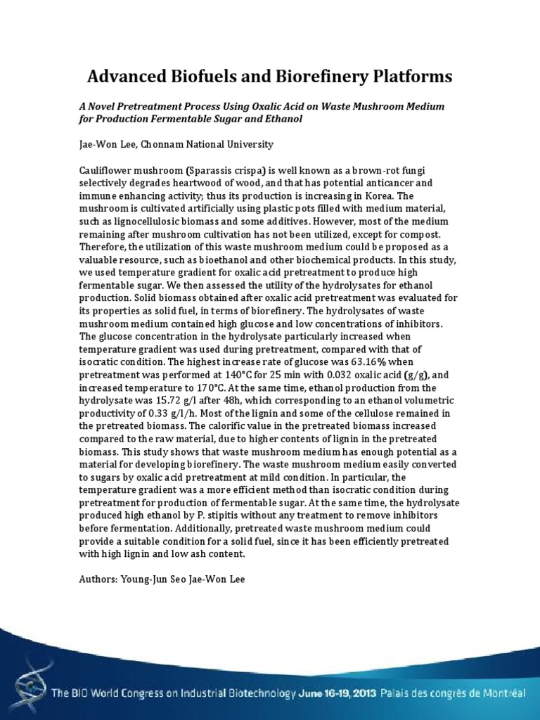 Poster Abstracts Use - 5 | PDF | Biorefinery | Ethanol