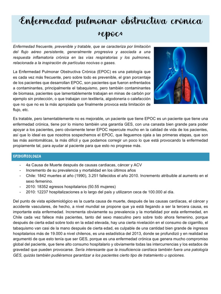 Epoc | PDF | Enfermedad pulmonar obstructiva crónica | Tos