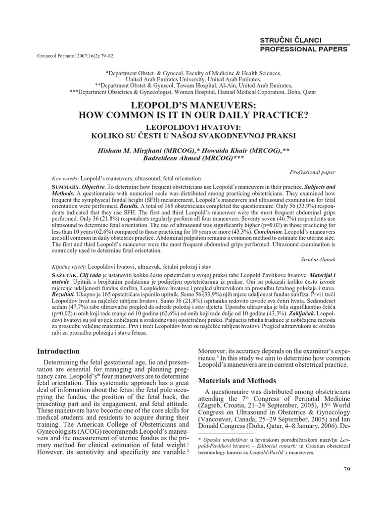 Leopold'S Maneuvers: How Common Is It in Our Daily Practice? | PDF ...