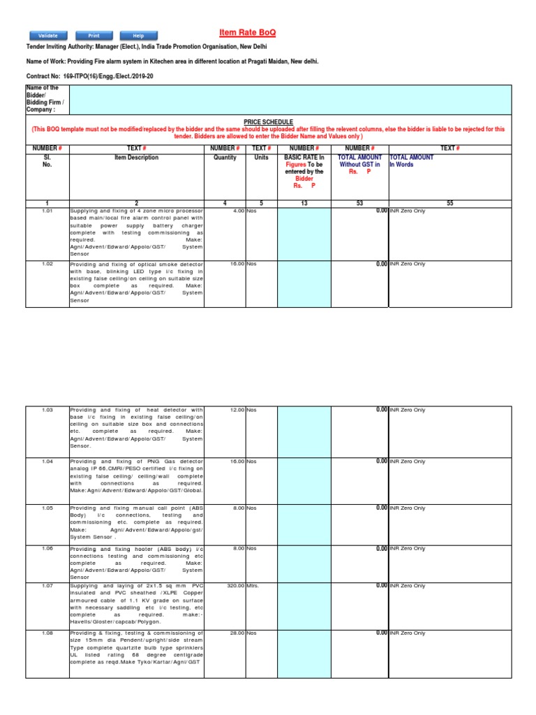 BOQ Fire Alarm 2019 | PDF | Pipe (Fluid Conveyance) | Building Engineering