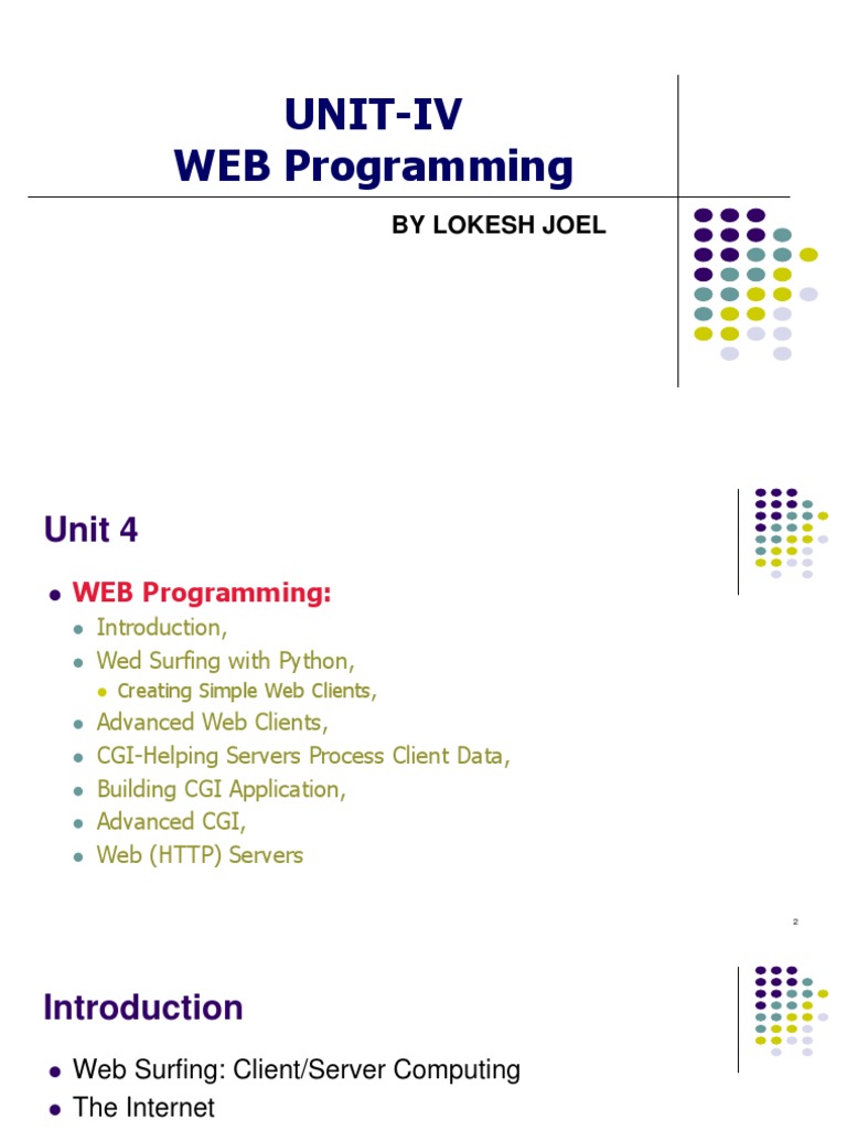 Unit-Iv WEB Programming: by Lokesh Joel | PDF | World Wide Web ...