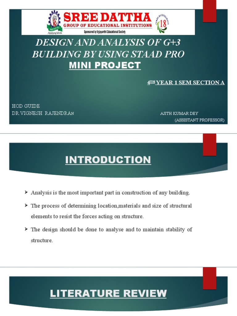 Design and Analysis of G+3 Building by Using Staad Pro: Mini Project ...