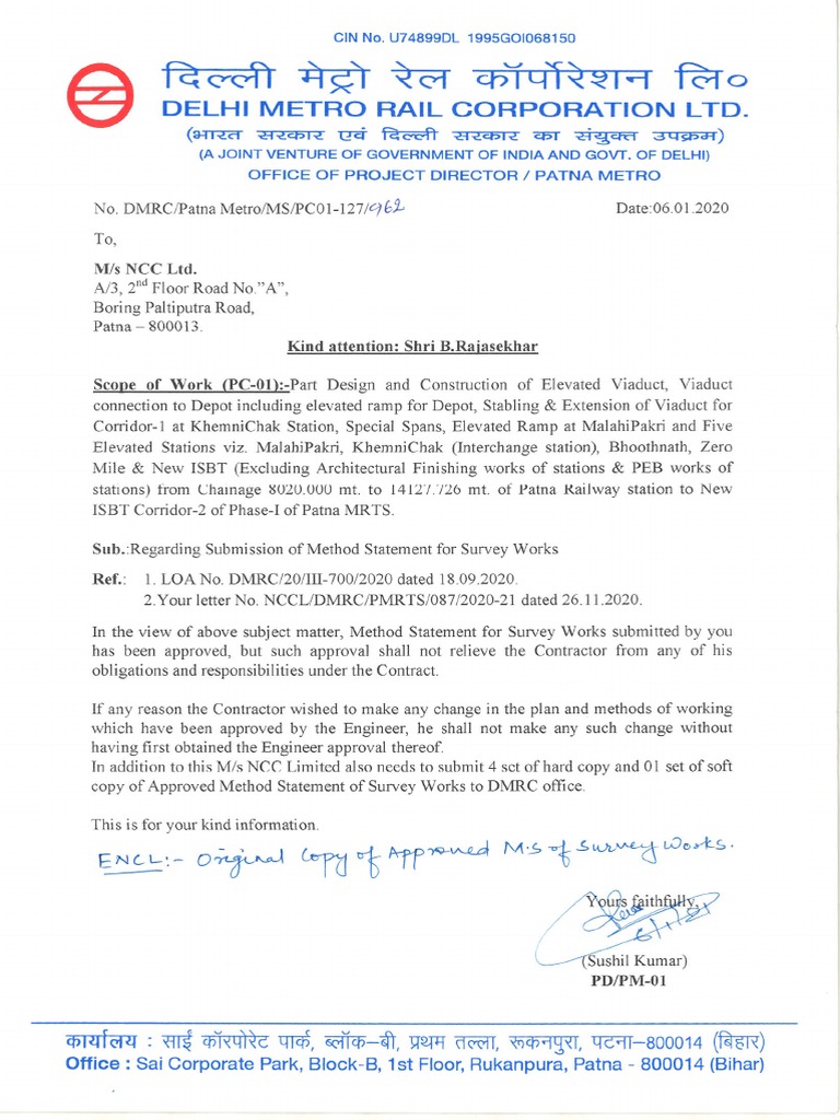 Approved Method Statement For Survey Works | PDF