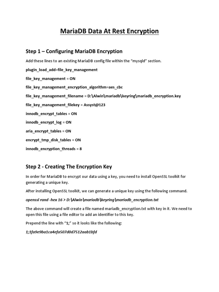 MariaDB Data at Rest Encryption | PDF