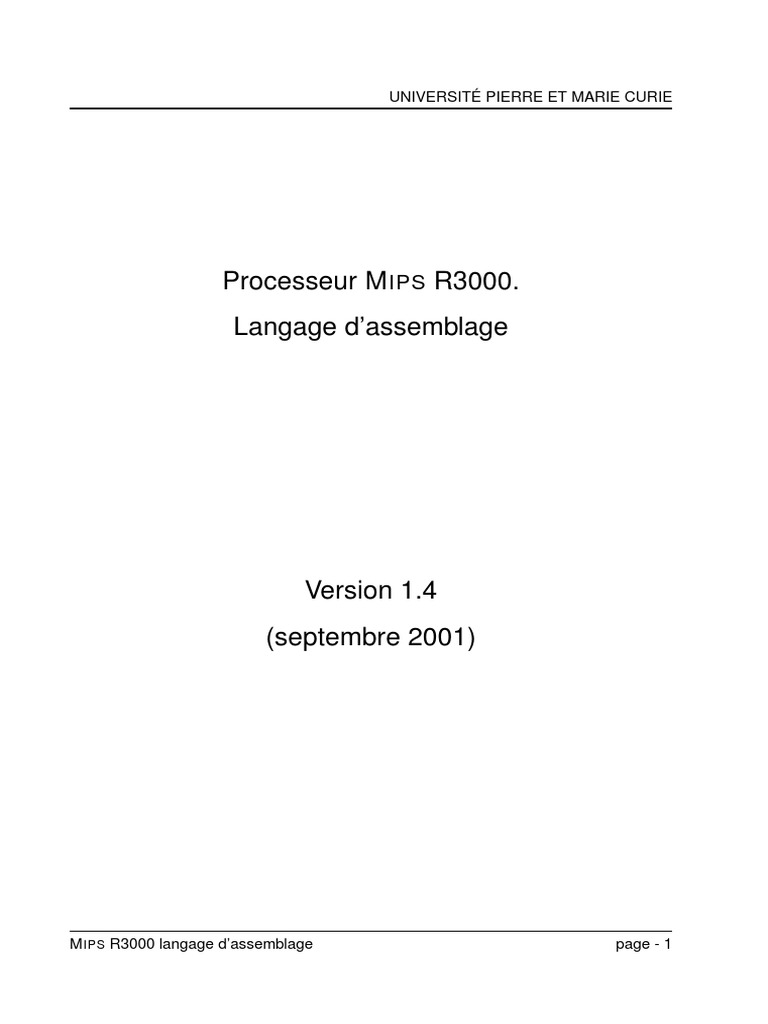 Langage d'assemblage MIPS R3000 | PDF | Assembleur | Programmation