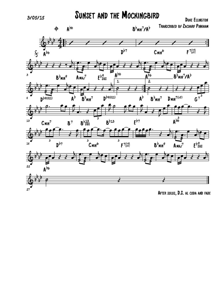 Sunset and The Mockingbird (Ellington) | PDF