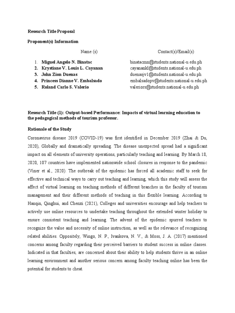 Research Title Proposal (Activity 1) | Download Free PDF | Learning ...