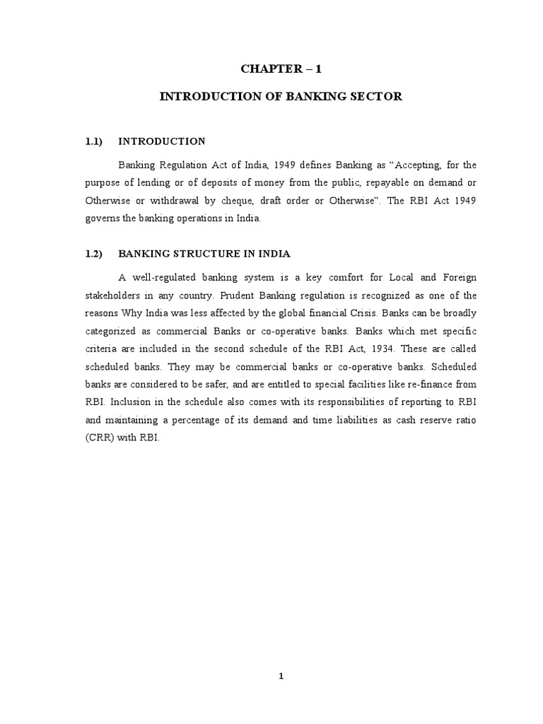 Chapter - 1 Introduction of Banking Sector | PDF | Capital Requirement ...