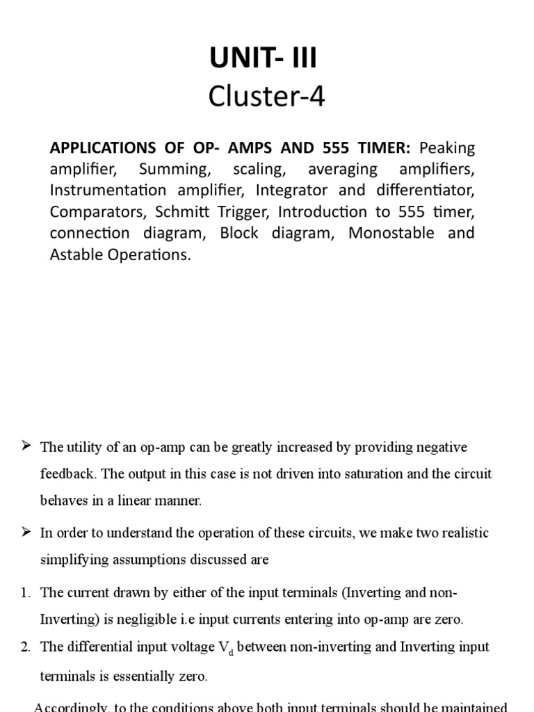 UNIT 3-Cluster - 4 | Download Free PDF | Operational Amplifier | Amplifier