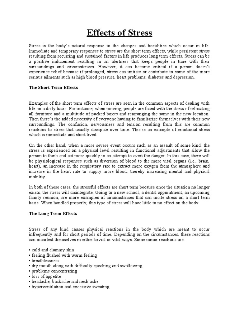 Effects of Stress | PDF | Stress (Biology) | Chronic Condition