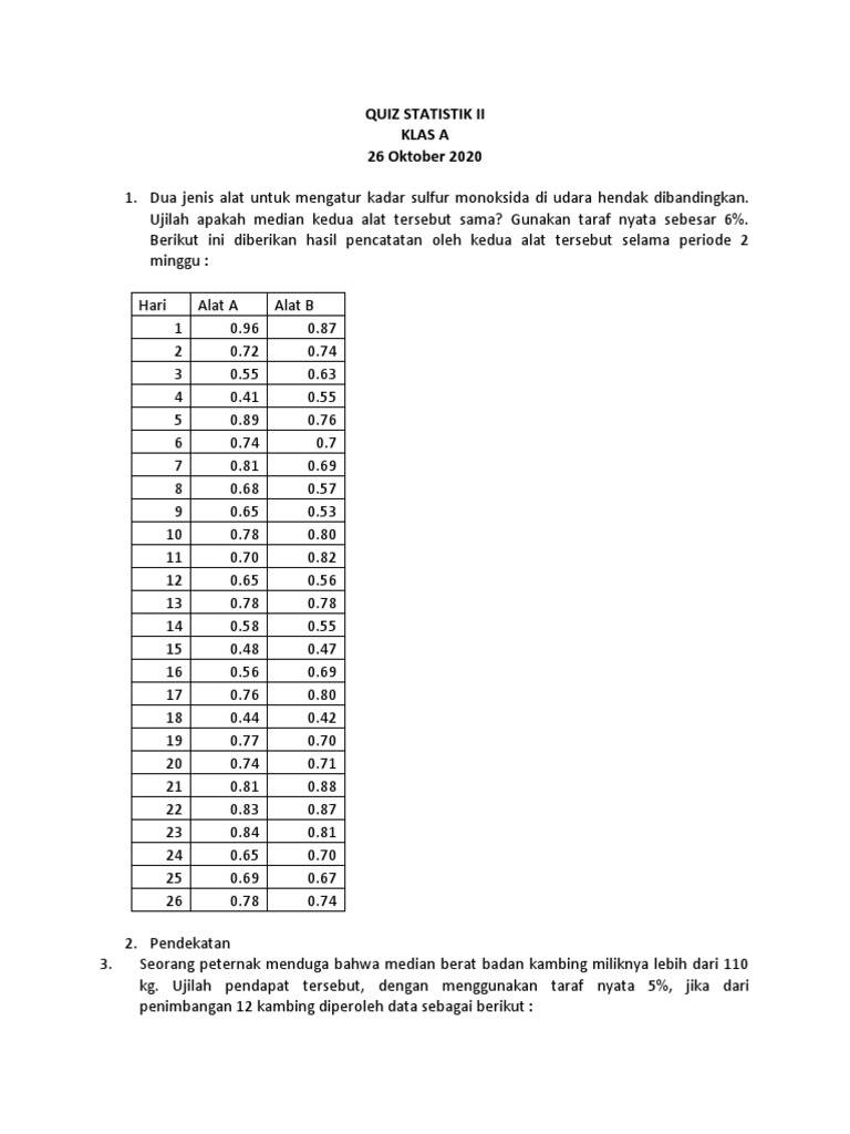 Quiz Statistik Ii-1 | PDF