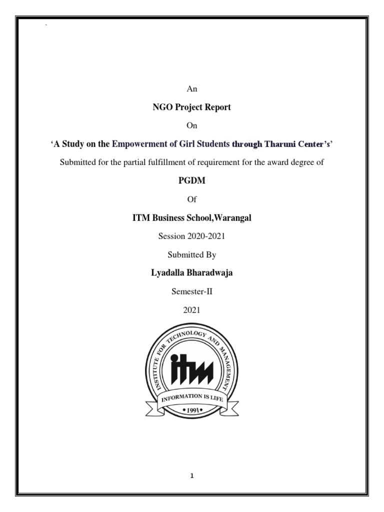Tharuni NGO Project Report | PDF | Adolescence | Volunteering
