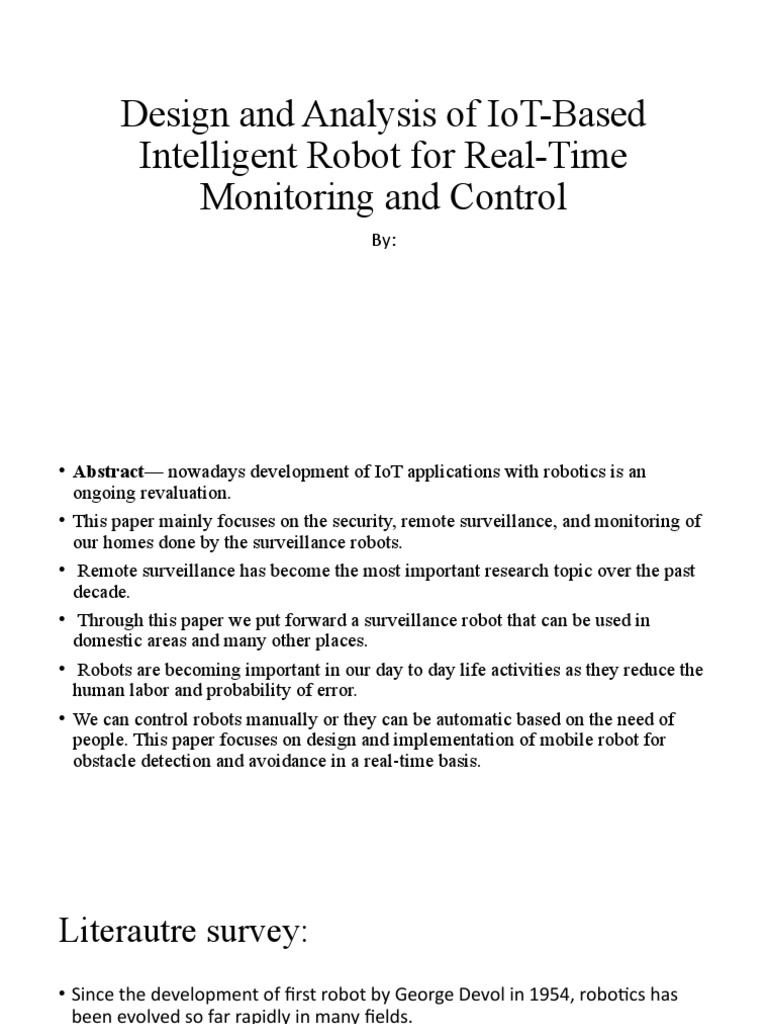Design and Analysis of IoT-Based Intelligent Robot For Real-Time ...