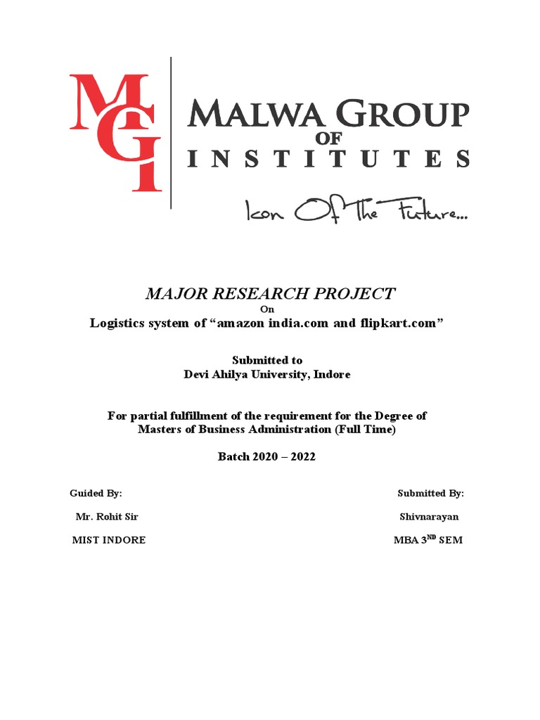 Major Research Project Shiva | PDF | Logistics | E Commerce