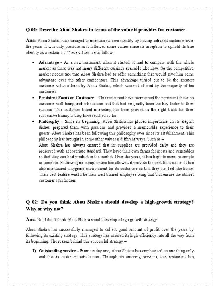 Abou Shakra Case Study | PDF | Restaurants | Foods