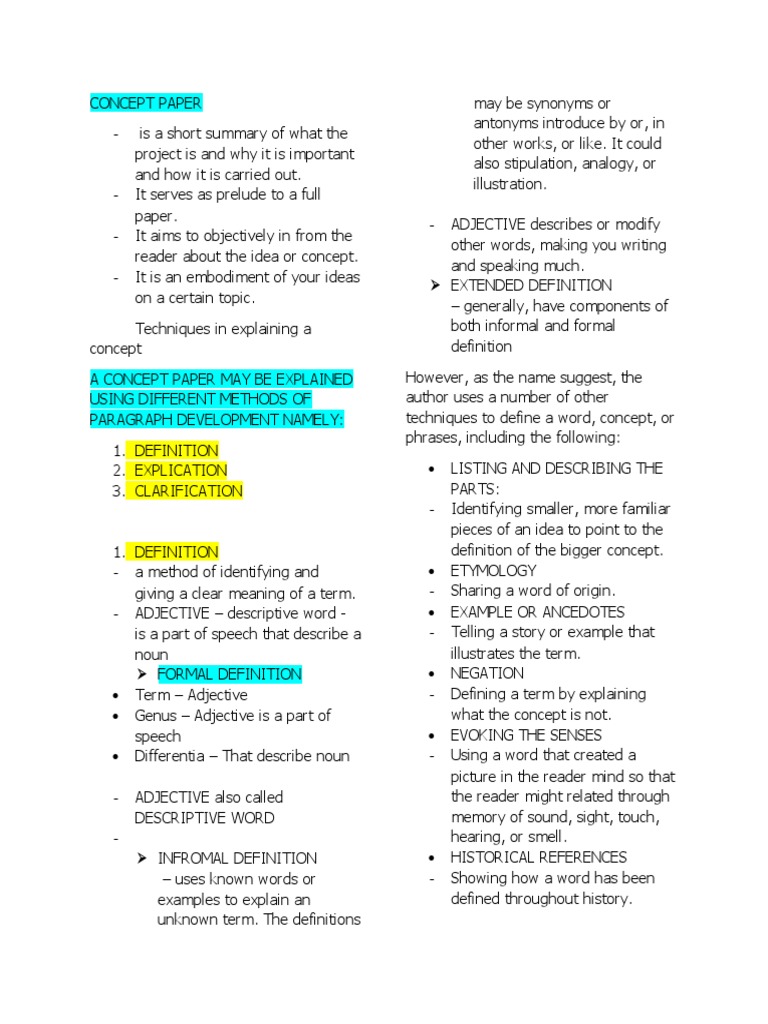 EXPLAINING CONCEPTS THROUGH DIFFERENT METHODS | PDF | Definition | Argument