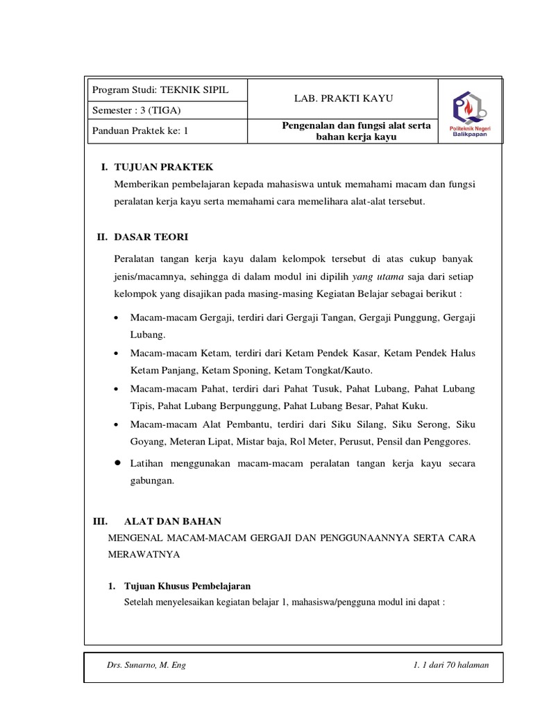 Job Sheet 1. Pengenalan Dan Fungsi Alat Serta Bahan | PDF